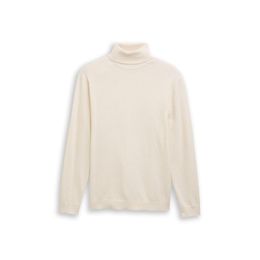 Tom Tailor Herren Rollkragenpullover mit Kaschmir-Anteil, weiß, Meliert, Gr. XXL