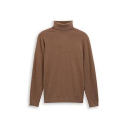 Tom Tailor Herren Rollkragenpullover mit Kaschmir-Anteil, braun, Meliert, Gr. XXL