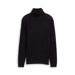 Tom Tailor Herren Rollkragenpullover mit Kaschmir-Anteil, schwarz, Uni, Gr. XXL