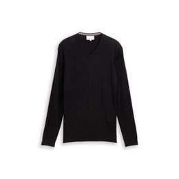 Tom Tailor Herren Strickpullover mit Kaschmir-Anteil, schwarz, Uni, Gr. XXL