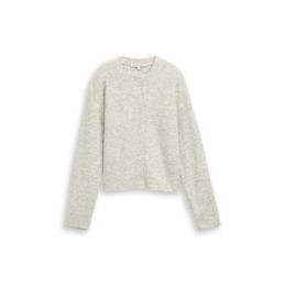 Tom Tailor Denim Damen Cosy Cardigan mit Rundhalsausschnitt, wei&szlig;, Meliert, Gr. M