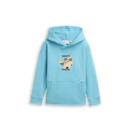 Tom Tailor Jungen Oversize Hoodie Sweatshirt, blau, Uni, Gr. 128/134