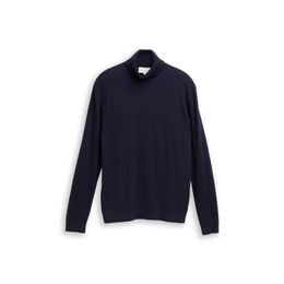 Tom Tailor Herren Rollkragenpullover mit Kaschmir-Anteil, blau, Meliert, Gr. XXL