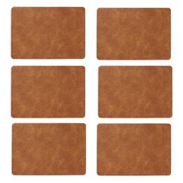 Platzset zeller PRESENT, braun (cognac), B:30cm H:2mm L:42,5cm &Oslash;:51cm, Platzsets, Kunstleder, 6-teilig, 30 x 42,5 cm