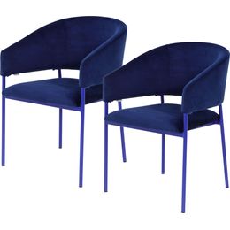 Armlehnstuhl Tom Tailor HOME "EMBRACE ARMCHAIR", blau (navy blau, cobalt blau, cobalt blau), B:51cm H:81,5cm T:57,5cm, Metall, Stoff, Stühle, Esszimmerstuhl, mit Armlehnen, 4-Fußgestell, Rückenausschnitt