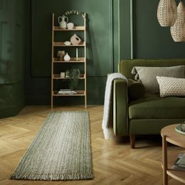 Läufer FLAIR RUGS "Jute Ombre", grün, B:60cm H:8mm L:230cm, Jute, Kunstfaser, Wolle, Teppiche