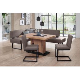 K+w Komfort & Wohnen Essgruppe K+W KOMFORT & WOHNEN "Spider II", braun (canyon 80,), B:165cm H:88cm T:50cm, Sitzmöbel-Sets, langer Schenkel wahweise in 2 Breiten, 2 Freischwinger, 1 Tisch
