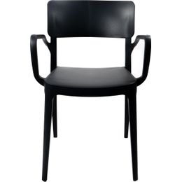 Gartenstuhl Essentials "Wing", schwarz, B:54cm H:82cm T:55cm, Kunststoff, Polypropylen, Stühle, schwarz, Stapelstuhl Kunststoff