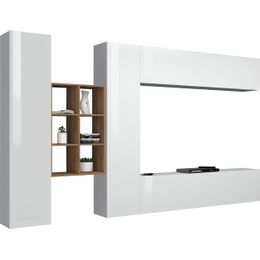 Wohnwand Inosign "Maruska", weiß (weiß hochglanz, weiß hochglanz), B:320cm H:180cm T:30cm, Spanplatte, Kastenmöbel-Sets