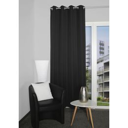 Vorhang HOME BASICS "ATLANTIK" Gr. 1, schwarz, B:140cm H:235cm, Polyester, Gardinen, Ösenschal Uni ATLANTIK