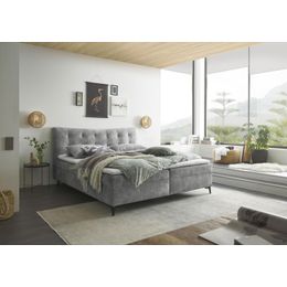 Boxbett ED EXCITING DESIGN "Melrose", grau, B:182cm L:210cm, 100% Polyester, Komplettbetten, Boxspringbett, inkl. Topper