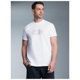 T-Shirt TRIGEMA "TRIGEMA T-Shirt mit Logo-Print", Herren, Gr. S, weiß, 100% Baumwolle, Basic, Shirts
