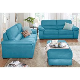 Polstergarnitur Calia italia "Gaia, hochwertige Garnitur aus 2-Sitzer & 3-Sitzer im edlen Design", blau (turquoise,), Luxus-Microfaser GINEVRA, Luxus-Microfaser Ginevra (100% Polyester), Sitzm&ouml;bel-Sets, aus pflegeleichtem Luxus-Microfaser Ginevra Hydro Care
