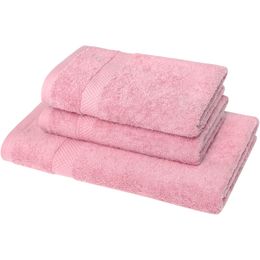 Handtuch Set Dyckhoff "Planet", rosa (rose), 3 Stk., Walkfrottier, Walkfrottier, Obermaterial: 100% Baumwolle, Handtuch-Sets, 2 Handt&uuml;cher (50x100cm), 1 Duschtuch (70x140cm)
