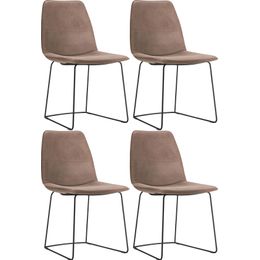 Schalenstuhl freistil Rolf Benz "117", grau (braungrau 9225, schwarz), B:50cm H:86cm T:59cm, Sperrholz, Stühle, mit schmalem Metallgestell in Schwarz, ohne Armlehne