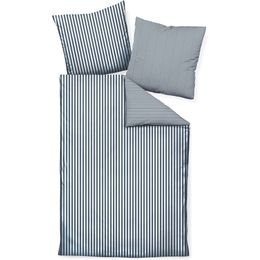 Wendebettwäsche Janine "modernclassic 3912, 100% Baumwolle", blau (atlantik), B/L: 155cm x 200cm, 1 Stk., 1 Stk., Mako-Satin, B/L: 80cm x 80cm, 2 Stk., Mako-Satin, Obermaterial: 100% Baumwolle, Bettwäsche, mit Reißverschluss, Streifen Design