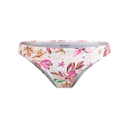 Bikini-Hose Roxy "Printed Beach Classics", Damen, Gr. XS, US-Größen, weiß (weiß happy tropical swim), 87% Nylon, 13% Elasthan, Badehosen