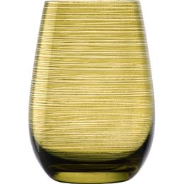 Becher STÖLZLE "TWISTER", grün (olivgrün), H:12cm Ø:8,5cm, Glas, Trinkgefäße, Becher, 6-teilig