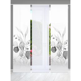 Schiebegardine HOME IN GREEN "ABANIO" Gr. 1, grau, B:60cm H:245cm, Polyester, Gardinen, SET DIGITALDRUCK,BAMBUSOPTIK RECYCELT