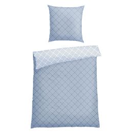 Wendebettwäsche Schiesser "Mabel aus weicher Baumwolle mit abstraktem Muster", blau (hellblau), B/L: 135cm x 200cm, 1 Stk., 1 Stk., Feinbiber, B/L: 80cm x 80cm, 2 Stk., Feinbiber, Obermaterial: 100% Baumwolle, Bettwäsche, Made in Green