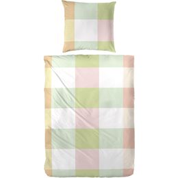 Bettwäsche Primera "Primera Renforce-Bettwäsche Candy Blocks", grün (grün gelb), B/L: 155cm x 220cm, 1 Stk., 1 Stk., Renforcé, B/L: 80cm x 80cm, 1 Stk., Renforcé, Obermaterial: 100% Baumwolle, Bettwäsche, mit einem bunten Karo-Muster