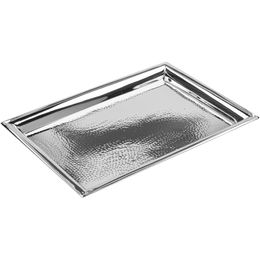 Tablett Fink "NAGANO, mit feiner Hammerschlagstruktur", silber (silberfarben), B:34cm H:2cm T:24cm, Edelstahl, Tabletts, geh&auml;mmert, rechteckig, 34 cm x 24 cm