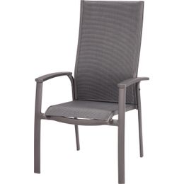 Gartenstuhl Best "Larino", grau (anthrazit), B:63cm H:110cm T:68cm, Aluminium, Stühle, Stapelstuhl