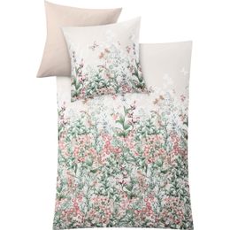 Wendebettwäsche Kleine Wolke "Jardin", bunt, B/L: 135cm x 200cm, 1 Stk., 1 Stk., Mako-Satin, B/L: 80cm x 80cm, 2 Stk., Mako-Satin, Obermaterial: 100% Baumwolle, Bettwäsche, mit floralem Muster