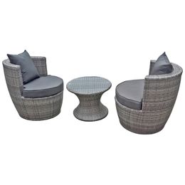 Balkonset Garden Pleasure, grau (grau,), Polyrattan, Sitzmöbel-Sets, inkl. Auflagen