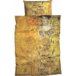 Bettwäsche Goebel "Adele Bloch", gold (goldfarben), B/L: 135cm x 200cm, 1 Stk., 1 Stk., Satin, B/L: 80cm x 80cm, 2 Stk., Satin, Obermaterial: 100% Baumwolle, Bettwäsche, mit Gemälde Motiv