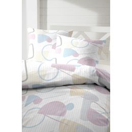 Bettwäsche Primera "Form vollendet", bunt (grau, rose, blau), B/L: 155cm x 220cm, 1 Stk., 1 Stk., Seersucker, B/L: 80cm x 80cm, 2 Stk., Seersucker, Obermaterial: 100% Baumwolle, Bettwäsche, im Bauhaus Look