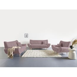 Polstergarnitur Home Affaire "Basta", rosa, H:80cm T:82cm, Sitzm&ouml;bel-Sets, Komfortable Wellenunterfederung