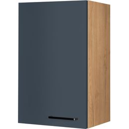Hängeschrank Nobilia ""Easytouch", Ausrichtung wählbar, vormontiert", blau (front: lacklaminat fjordblau ultramatt, korpus: eiche sierra nachbildung), B:45cm H:72cm T:37,2cm, Schränke, in drei Breiten: 30, 45 und 60 cm, mit Soft-Close-Funktion