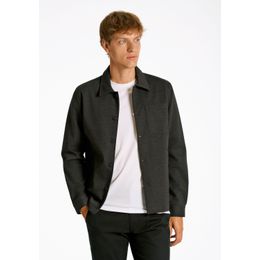 Hemdjacke LINDBERGH "LINDBERGH Hemdjacke", Herren, Gr. M, grau (dk grau mix), Oberstoff: 75% Polyester, 22% Viskose, 3% Elasthan; Futter: 95% Polyester, 5% Elasthan, lässig geschnitten, Jacken