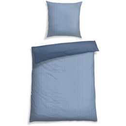 Bettwäsche Schiesser "Silva in einem simplen Minimaldessin in angesagter Strickoptik", blau, B/L: 155cm x 220cm, 1 Stk., 1 Stk., Renforcé, B/L:, 2 Stk., Renforcé, Obermaterial: 100% Baumwolle, Bettwäsche, MADE IN GREEN by OEKO-TEX