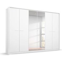 Drehtürenschrank Rauch "Kleiderschrank Schrank Garderobe Wäscheschrank Ankleide OTELI", weiß, B:275cm H:212cm T:58cm, Holzwerkstoff, Schränke, mit Mittelspiegel und Passepartout optional mit Beleuchtung