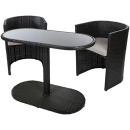 Gartenlounge-Set My Flair, schwarz (schwarz,), Eisen, Glas, Polyrattan, Sitzmöbel-Sets, 2 Stühle, 1 Tisch