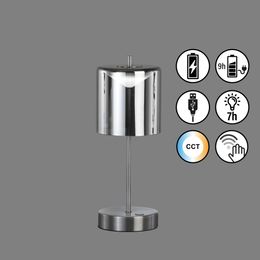 EASY BY FHL LED Tischleuchte "Riva", grau (nickelfarben), 1, Ø 13cm H: 34,5cm, 1 Stk., Leuchten, LED,MobilesLicht,Akkulampe,Farbtemperatureinstellung,Dimmbar