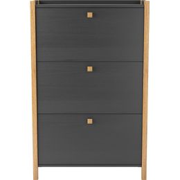 Schuhkommode WOODMAN "Charis", schwarz (schwarzgrau, eiche), B:84cm H:132cm T:26cm, Sideboards, Breite 84 cm, im schlichten skandinavischen Design, FSC