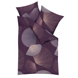 Bettwäsche Kaeppel "Koya", lila (aubergine), B/L: 155cm x 220cm, 1 Stk., 1 Stk., Mako-Satin, B/L: 80cm x 80cm, 2 Stk., Mako-Satin, Obermaterial: 100% Baumwolle, Bettwäsche, Hergestellt aus GOTS-zertifizierter Bio-Baumwolle