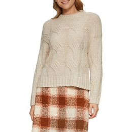 Strickpullover s.Oliver, Damen, Gr. 42, beige, Strick, Obermaterial: 47% Polyacryl, 28% Polyester, 25% Wolle, Strukturmuster, Casual, regular fit taillenbedeckt, Rundhals, Rippbündchen, Pullover, mit Strukturmuster