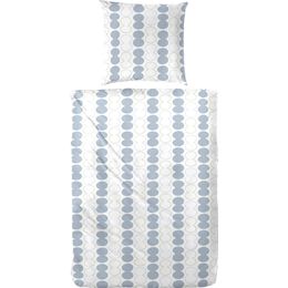 Bettwäsche Primera "the chain", blau (blau, weiß), B/L: 135cm x 200cm, 1 Stk., 1 Stk., Perkal, B/L: 80cm x 80cm, 2 Stk., Perkal, Obermaterial: 100% Baumwolle, Bettwäsche, mit Kettenmuster