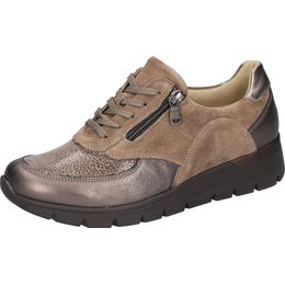 Waldläufer Schnürschuh WALDLÄUFER "K-RAMONA", Damen, Gr. 5,5 (38,5), taupe, hellbraun, Nappaleder, Nubukleder, Textil, Veloursleder, kontrastfarbene Details, Schuhe, Komfortschuh, Bequemschuh Sneaker in extrabreiter K-Weite, Orthotritt