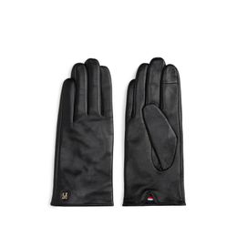 Lederhandschuhe Tommy Hilfiger "TH ELEVATED CHIC LEATHER", Damen, Gr. L, schwarz, Rindsleder, Handschuhe, Finderhandschuhe, für Damen