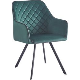 Polsterstuhl Kayoom "Stuhl Amber 125, Toller Stuhl aus Samt, mit Beinen aus Eisen", grün, B:58cm H:85cm T:64,5cm, Eisen, Polyester, Stühle, Toller Stuhl aus Samt, Glamour in Ihr Zuhause, mit Beinen aus Eisen
