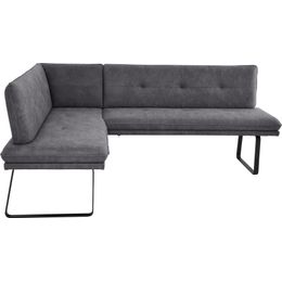 K+w Komfort & Wohnen Eckbank K+W KOMFORT & WOHNEN, grau (anthrazit), B:157cm H:87cm T:207cm, Sitzbänke, Polstereckbank in Spitzkissenoptik, Sitz und Rücken gesteppt