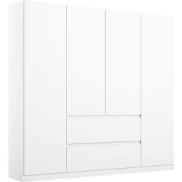 Drehtürenschrank Rauch "Kleiderschrank Schrank Garderobe Wäscheschrank Ankleide NIDDA", weiß, B:181cm H:197cm T:54cm, Holzwerkstoff, Schränke, Drehtürenschrank, griffloser Front sowie Push-to-Open Funktion MADE IN GERMANY