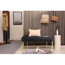 Sitzbank Kayoom "Rarity 225, Edler Touch durch goldenes Gestell", schwarz, B:100cm H:48cm T:47cm, Bezug: 100% Polyester (Samt) Gestell: Edelstahl, Sitzbänke, eckig, samtweich, gesteppt, mit Zierknöpfen, Edelstahlgestell