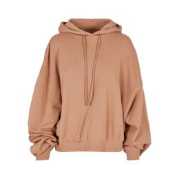 Rundhalspullover Urban Classics "Urban Classics Damen Ladies Organic Oversized Terry Hoody", Damen, Gr. XS/S, gelb (amber), 100% Baumwolle, unifarben, oversize, ohne Ausschnitt, Pullover