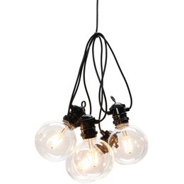 Konstsmide LED-Lichterkette "LED Solar Biergartenkette, 10 bernsteinfarbene Dioden, Timer", schwarz, Dioden 10 Stk. Flammen 10 Stk., Kabellänge 10m x Gesamtlänge 14,5m, Lichterketten, Fernbedienbar Dimmbar, 8 Lichtfunktionen, Solarbox über USB aufladbar